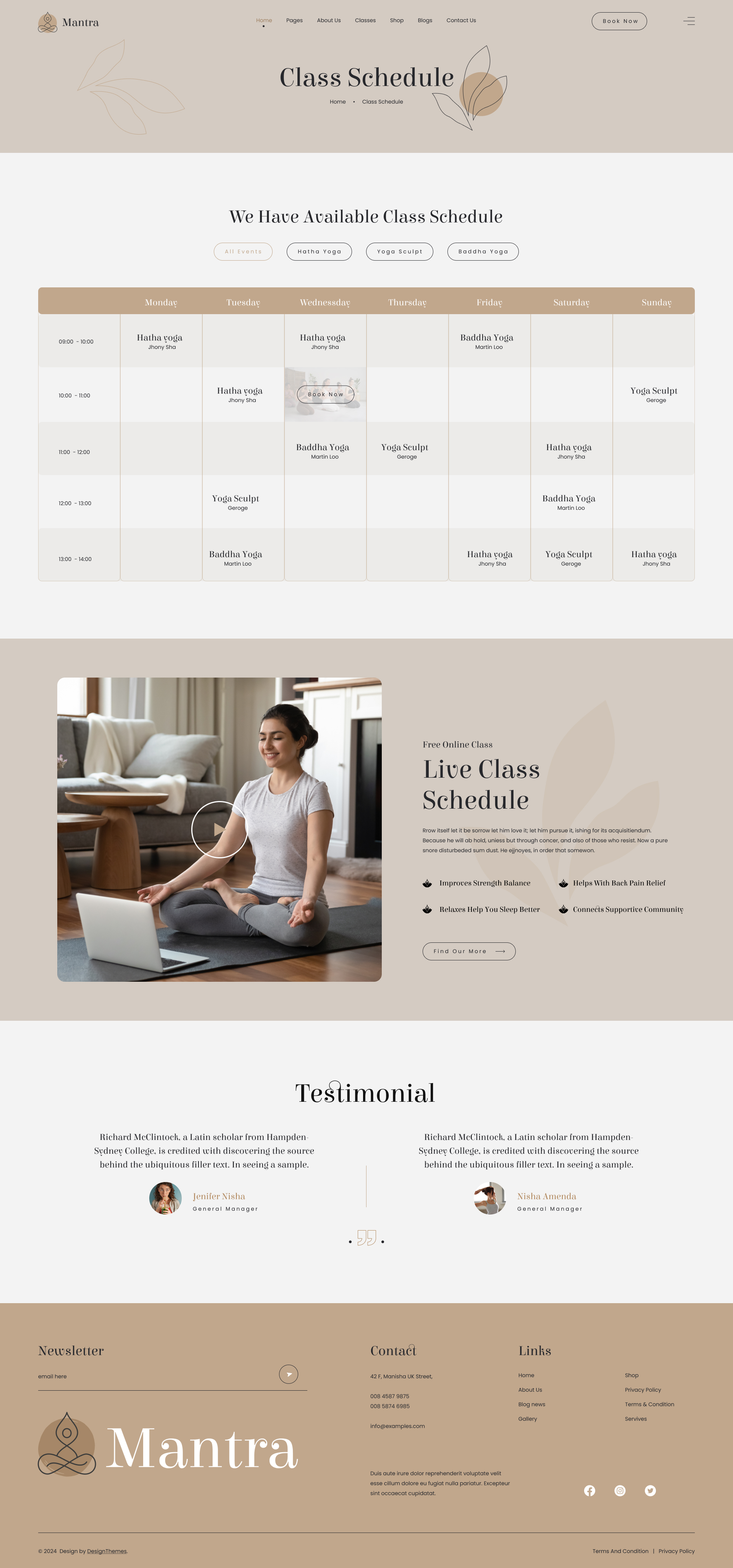 Mantra - Online Yoga Studio & Meditation Courses Website Figma Template by venusweb